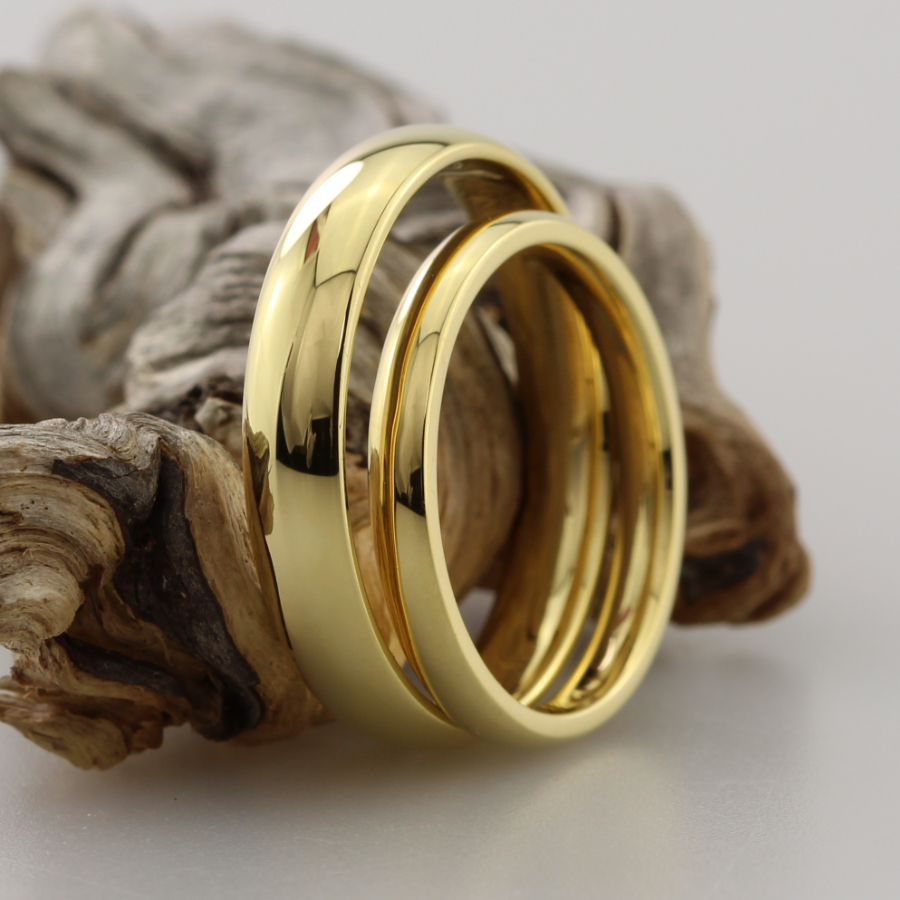 18ct Gold Matching Wedding Ring Set | Handmade Rings | J&E
