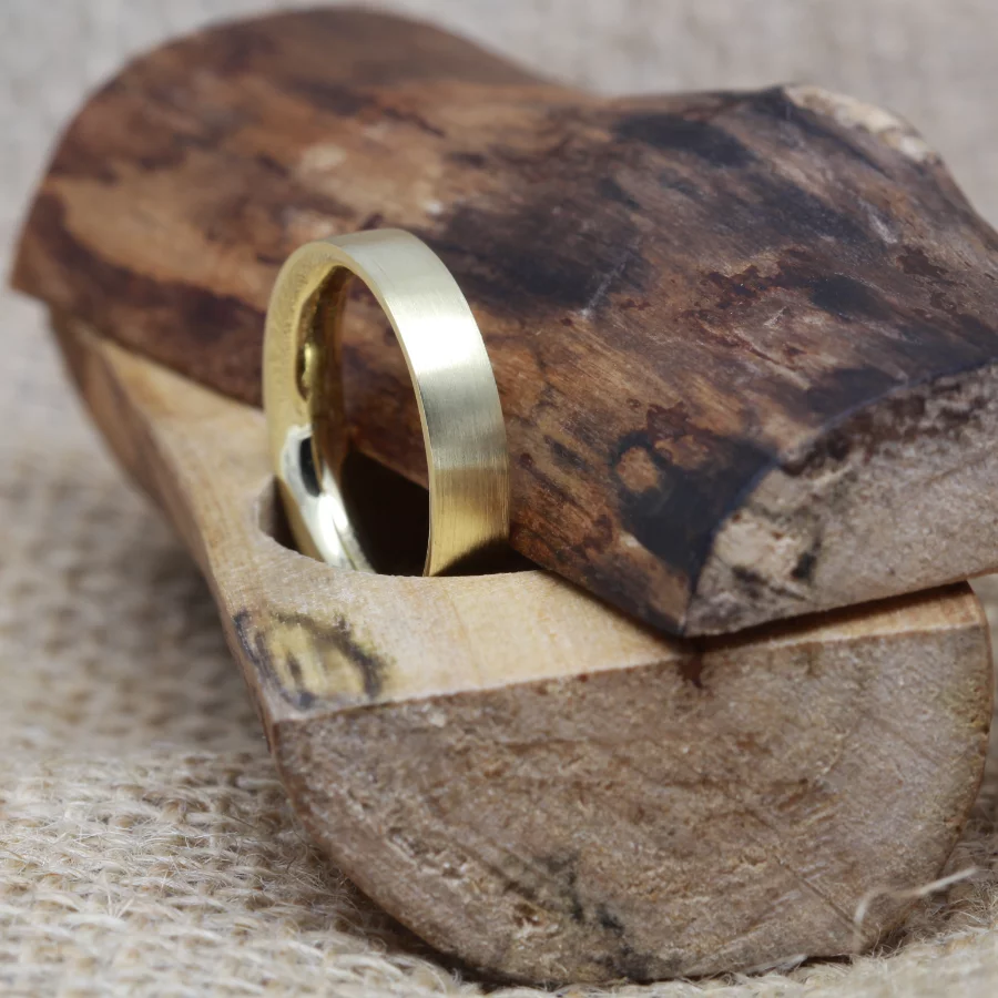 Matt Finish Gold Wedding Ring | Ethical Wedding Ring | J&E