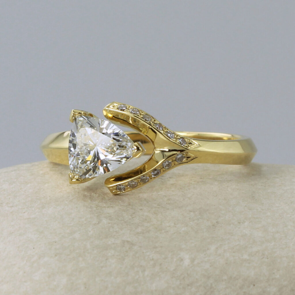 Trillion Solitaire Ring | Handmade Diamond Rings | J&E