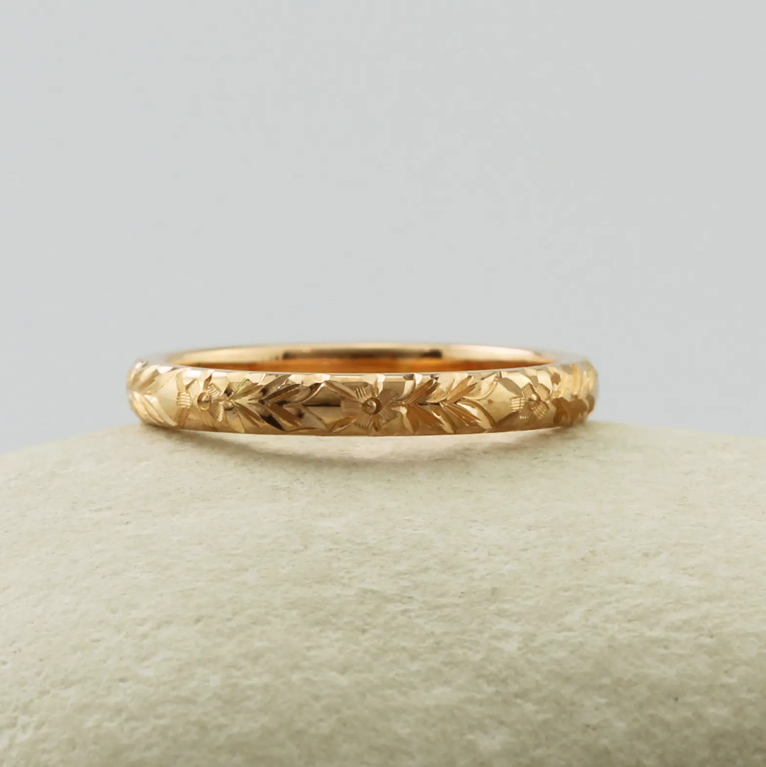 Hand Engraved Rose Gold Ring | Ethical Wedding Rings | J&E
