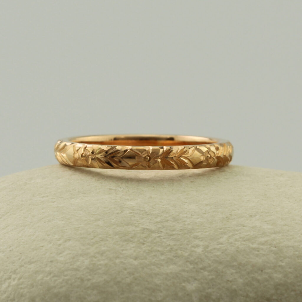 Hand Engraved Rose Gold Ring | Ethical Wedding Rings | J&E